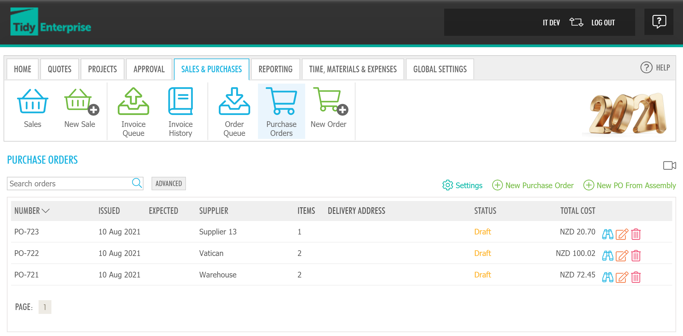 Create Draft Purchase Orders For Assembly Components